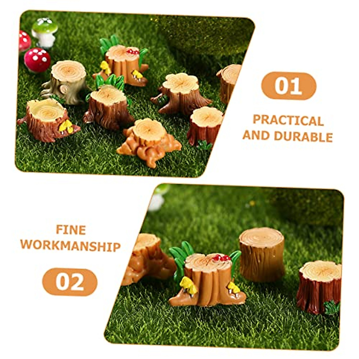 NUOBESTY 32 Pcs Micro Landscape Small Tree Stump Fairy Figurine Stump Model Decor Landscape Adornments Women Bedroom Decor and Accessories Sculptures Home Decor Mini Resin Statue