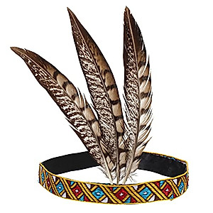 Amosfun Indian headdress headband for native American costume- Indian Halloween costume adult headband- Headpiece Fashion Elegant Flapper Headband- Hair Decoration