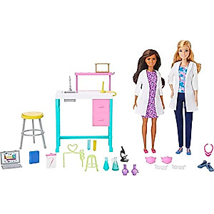 Barbie Science Lab Playset with 2 Dolls, Lab Bench and 10+ Accessories [Amazon Exclusive]