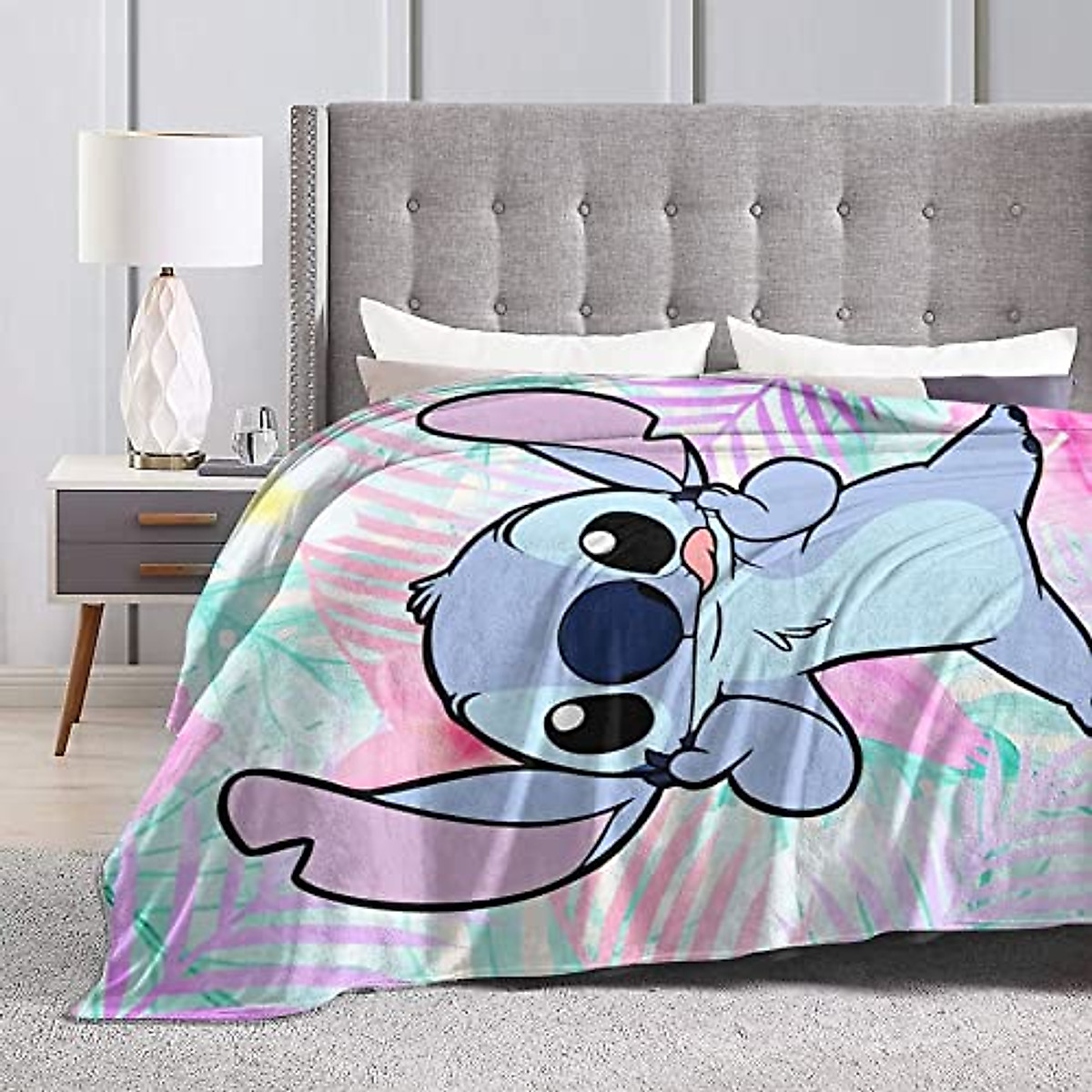 Stitch Blanket Stitch Gifts for Girls Stitch Throw Blanket for Kids Women Adults Cartoon Flannel Fleece Blankets for Couch Bed Sofa 40"x50"