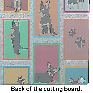 Caroline's Treasures MLM1153LCB Lots of Black and Tan Chihuahua Glass Cutting Board Large Decorative Tempered Glass Kitchen Cutting and Serving Board Large Size Chopping Board