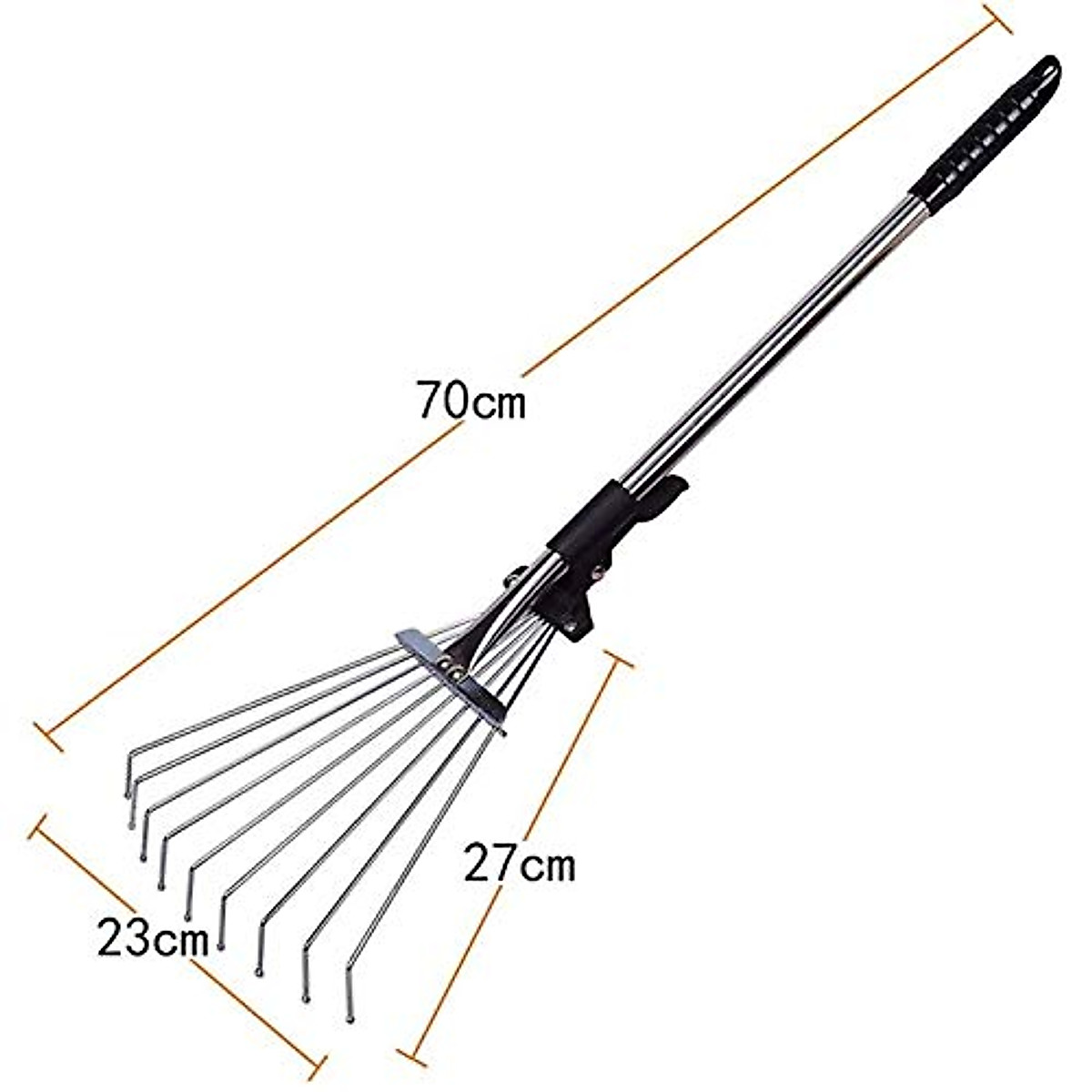 ZRSJ Leaf Fan Rake, Leaf Rake, Garden Leaf Rake with Retractable Gardening Weed Cleaner Rake for Leaf Grass Paddock Collecting Loose Debris in Lawn and Yard (Size : A)