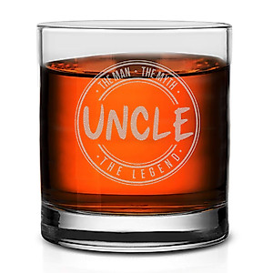 Veracco The Man The Myth Uncle The Legend Whiskey Glass Funny Birthday Gifts Fathers Day Birthday Gifts For New Dad Daddy Stepdad (Clear)