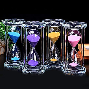 Crystal Hourglass 15/30/60 Minutes Sandglass Timers Kitchen Cooking Sand Clock Timer Home Office Christmas Birthday Present Gift Box Sand Glass (30 Minutes, Pink)