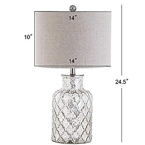 JONATHAN Y JYL1075A-SET2 Set of 2 Table Lamps Alvord 24.5" LED Glass Table Lamp Contemporary Bedside Desk Nightstand Lamp for Bedroom Living Room Office College Bookcase, Mercury Silver