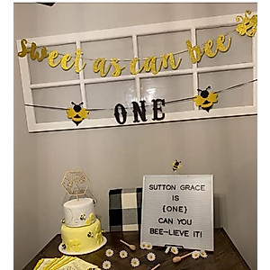 Sweet As Can Bee Banner, Bumble Bee Baby Shower Party Sign, Gender Reveal Party Decorations.