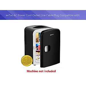 eeTao AC 120V Power Cord Cable Plug Lead Charger Compatible with ‎Silonn ‎SLRE01B Mini Fridge Portable Skin Care Fridge 4 L/6 Can Cooler and Warmer Small Refrigerator