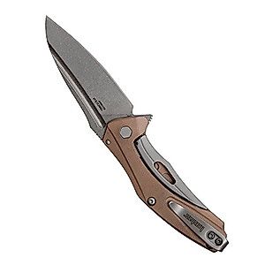 Kershaw Natrix - Copper Pocketknife (7006CU); 2.75-inch Drop-Point Blade with Stonewashed D2 Steel; Hefty Copper Handle Features Brushed Silver Hardware; Reversible, Deep-Carry Pocketclip; 3.7 oz