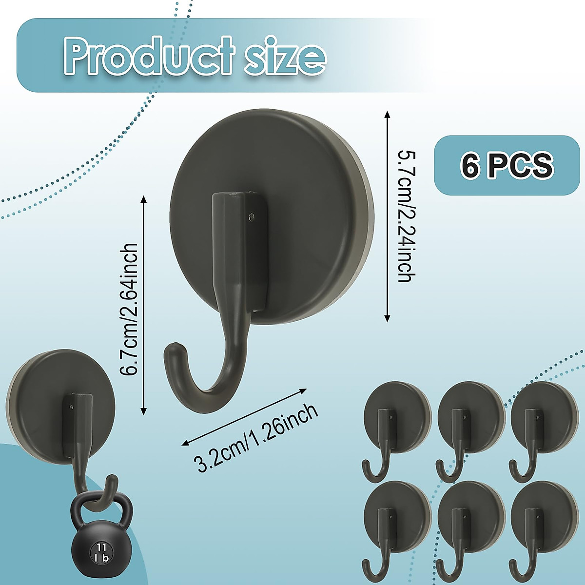 6 Pcs Suction Cup Hooks for Shower, Heavy Duty Vacuum Shower Hooks for Inside Shower, Removable Suction Cup Hanger for Wall, Window, Glass, Mirror, Tile, Hold up to 11 Pounds
