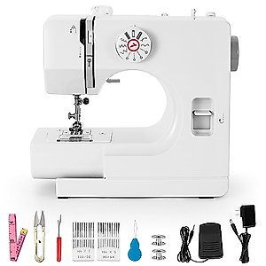 Sewing Machine, Mini Sewing Machine, Electric Portable Sewing Machine for Beginners, 12 Stitch Dual Speed with Foot Pedal & Sewing Kit