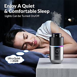 KQLKJ Portable Small Cool Mist Humidifiers, 300ML Quiet Mini Car Humidifier, 2 Mist Modes & Colorful Night Light - USB Personal Desktop Humidifier for Car, Travel, Plants, Office, Baby Room