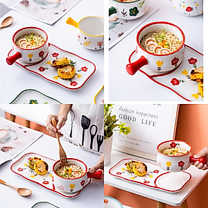 Okllen 4 Pack French Onion Soup Bowls with Handles, 20 Oz Porcelain Soup Crocks Stackable Bakeware Serving Bowls for Cereal, Chili, Beef Stew, Oatmeal, Microwave and Oven Safe, 4 Styles