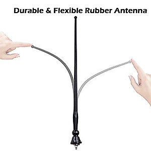 JAPower 16 Inches Black Boat Antenna Waterproof Rubber Flexible Mast, Marine Antenna for Car RV ATV UTV RZR SPA, Optimized Radio FM/AM Reception