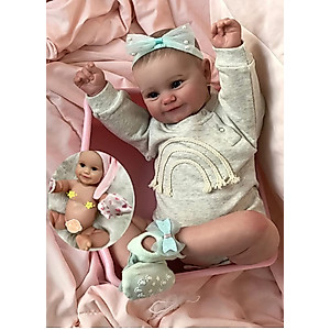 Pinky Realistic Reborn Baby Dolls 20 inches 50 CM Full Body Vinyl Silicone Girl Doll Anatomically Correct Lifelike Painted Hair Newborn Baby Dolls Toy for Kids Age 3+
