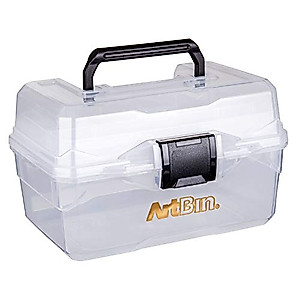 ArtBin 6890AG Small Project Box, Portable Art & Craft Organizer with Lift-Out Tray, [1] Plastic Storage Case, Clear