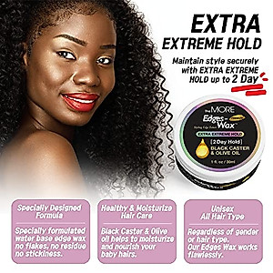 NOBLESSE PREMIUM Edge Wax Styling Edge Tamer 2 Day EXTRA EXTREME HOLD Blended with Black Caster Oil & Olive Oil Travel Size 1.01fl oz/30ml