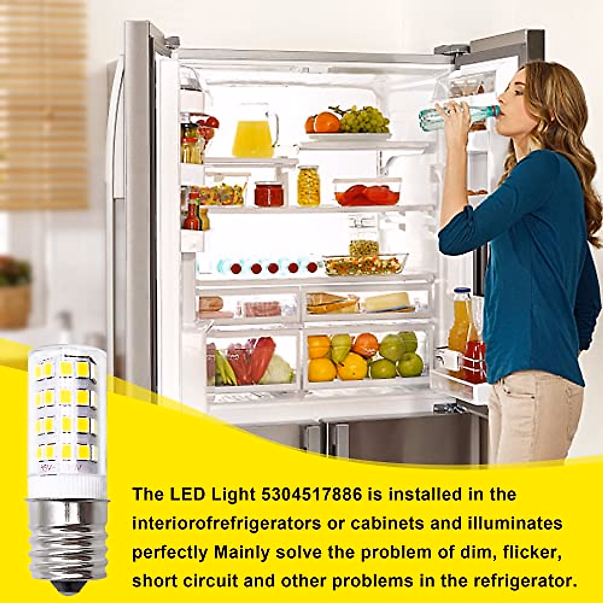 SigeIy 5304517886 Refrigerator Light Bulb Replacement Compatible with Frigidaire Electrolux Refrigerator Replace 5304498578 KEI D28a KEL2811 7297114000 7241552801 5304495326 (100V-265V 3.8W) White