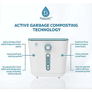 Pursonic Compost Bin Kitchen Trash Can Electric Recycling Bin - Food Waste Composter with 3L Capacity - Environment Friendly Indoor Compost Bin - Smart Compost Machine for Apartment Countertop