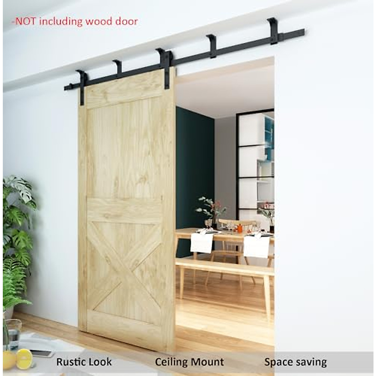 DIYHD Bent Straight Roller Barn Wood Closet Interior Door Sliding Hardware, 8FT Track Kit, Ceiling Mount kit