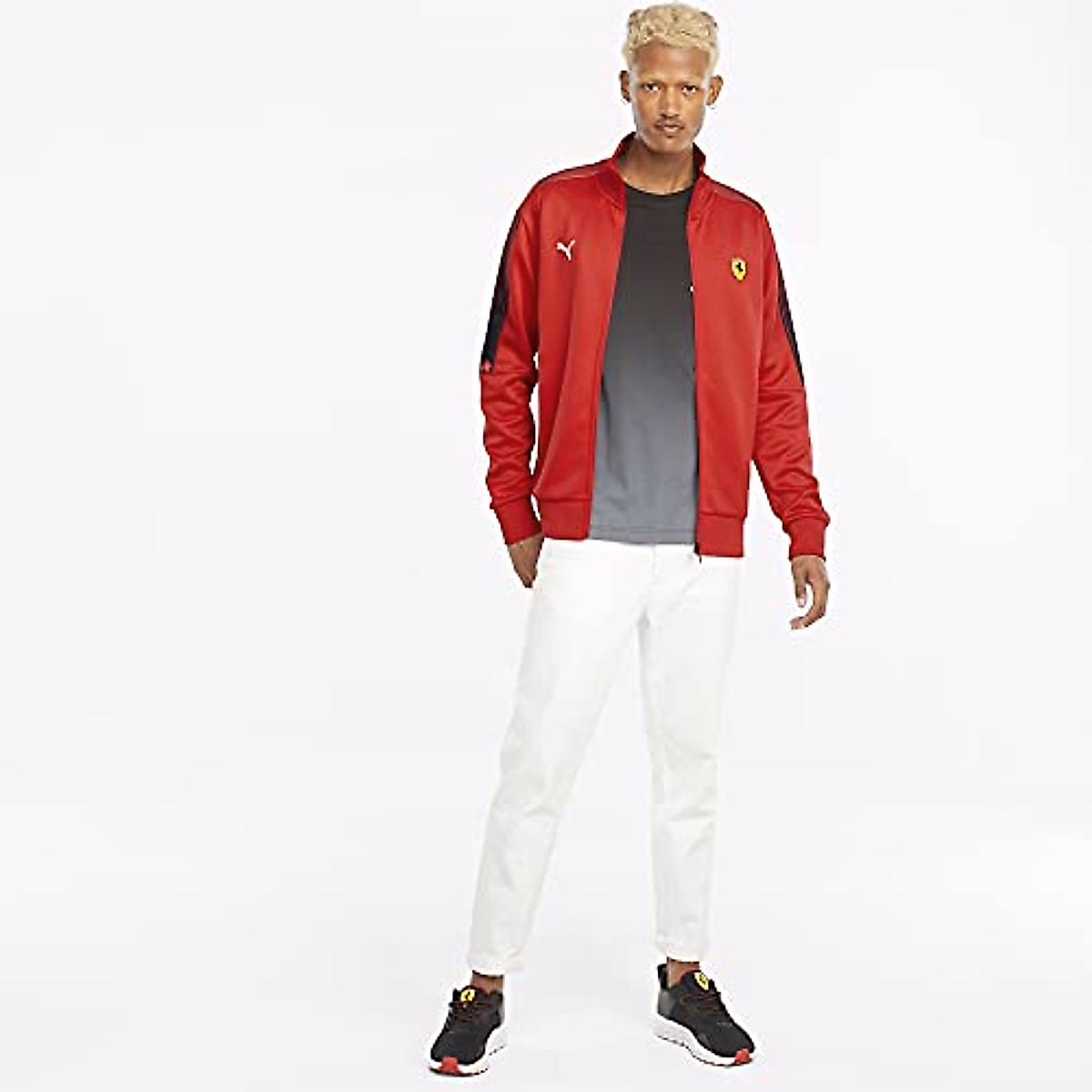 PUMA Men's Standard Ferrari Race T7 Track Jacket, Rosso Corsa, Medium