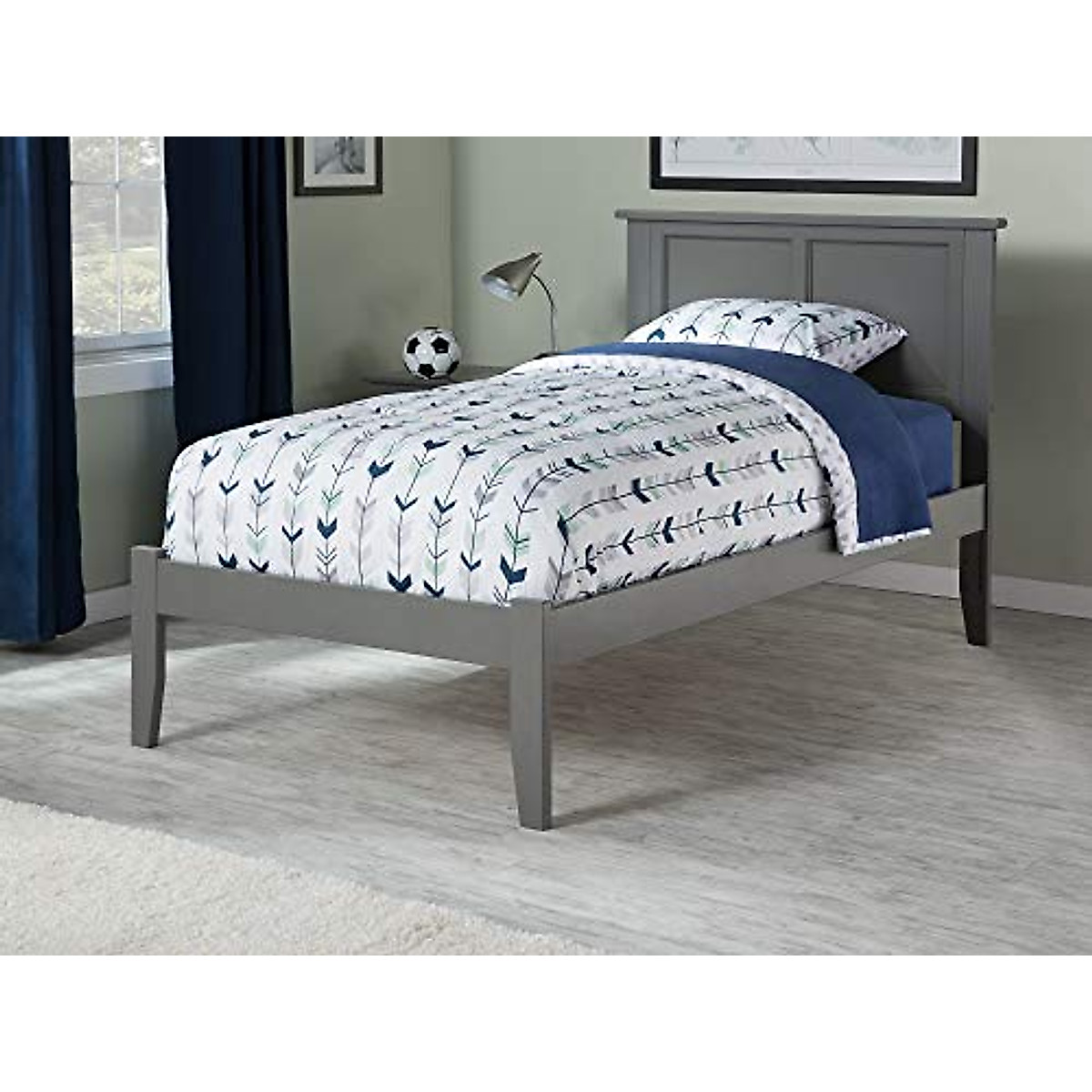 Atlantic Furniture AR8611009 Madison Platform Bed with Open Foot Board, Twin XL, Grey