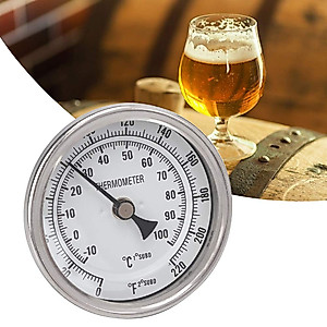Jeffergarden Thermometer 1/2" NPT Stainless Steel Pot Thermometer Metal Dial Thermometer Kitchen Tool Accessory for Beer