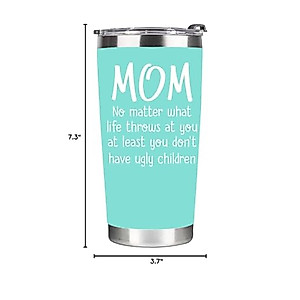 Mothers Day Gifts for Mom from Daughter, Son, Kids - Ideas for Mother's Day, Birthday, Christmas - Present for Mom 20oz Tumbler, Stainless Steel, Double Wall Insulated, Keeps Drinks Hot or Cold, White