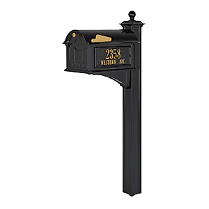 Balmoral Side Plaques Mailbox Post Package -Black