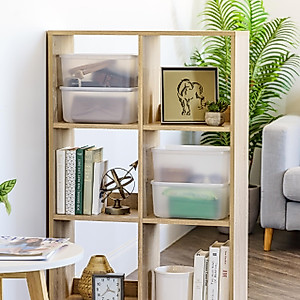 IRIS USA Plastic Storage Basket with Lid, 4-Pack, Stackable, for Kitchen Bathroom Bedroom Closet Kid's Room Office, Easy to Clean, Stylish Design, Shelf Organizer, Pearl