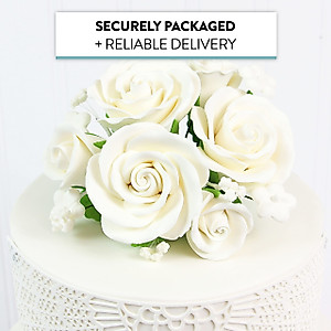 Global Sugar Art Garden Rose Sugar Cake Flowers Topper Bouquet White, 1 Count by Chef Alan Tetreault