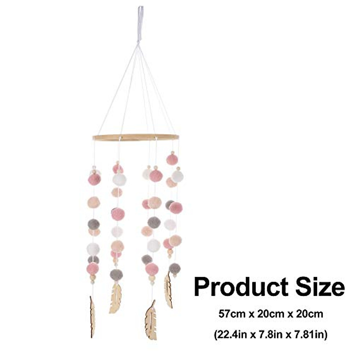 BESPORTBLE Mobile Wooden Further Pompom Ball Wind Chime Bed Bell Nursery Mobile Crib Ceiling Wooden Beads Wind Chime
