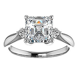 2 CT Asscher Wedding Rings for Women Moissanite Wedding Band Solitaire Handmade Gifts Moissanite Classic Ring 10K/14K/18K Solid White Gold