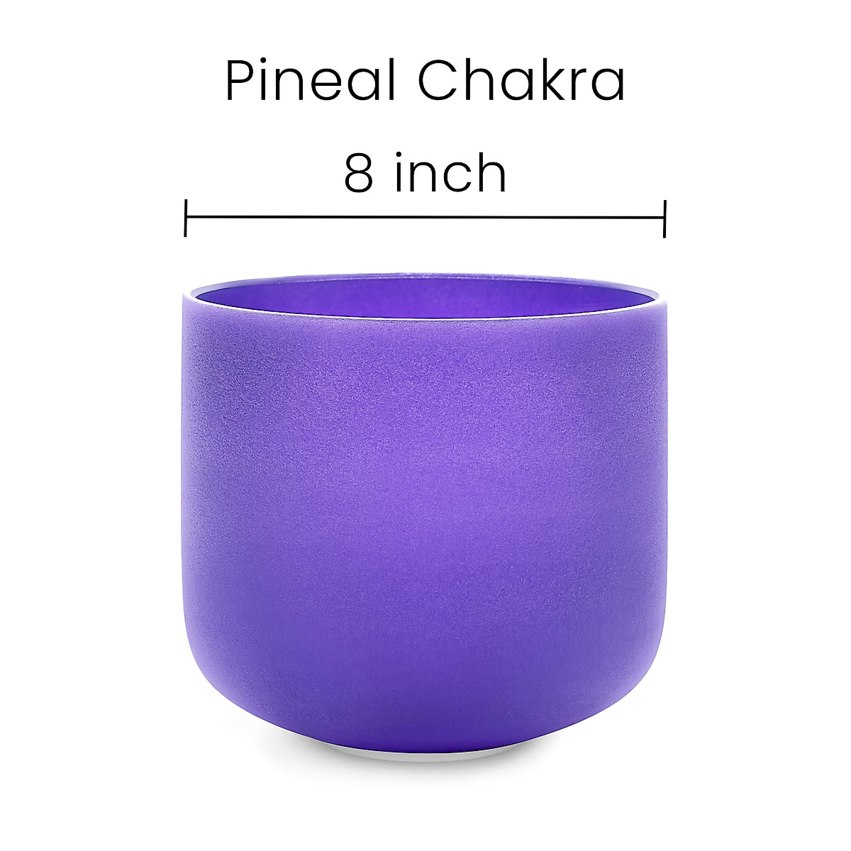 TOPFUND 432 Hz Violet A# Note Crystal Singing Bowl 8 inch Pineal Chakra with Heavy Duty Carrying Case and Suede Mallet