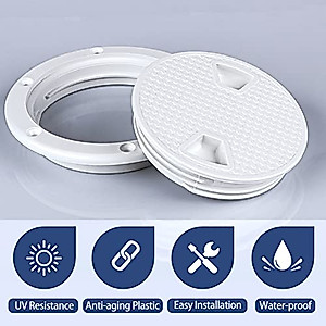 Boat Hatch Cover ABS 4 inch White Non Slip Inspection Hatch w/Detachable Cover
