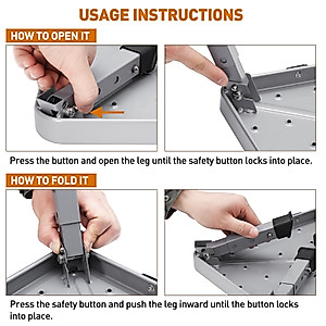 BOCOM One Step Stool, Height-Adjustable Lightweight Portable Folding Small Metal Step Ladder with Handgrip, Non-Slip Platform, Heavy Duty 330 lbs Capacity, for Home, Kitchen, Closet, RV, Adults Kids