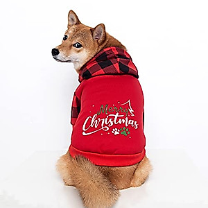 PUPTECK Christmas Dog Hoodie Pet Clothes Sweaters with Hat Hooded Winter Coat