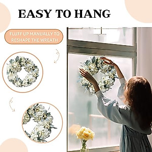 Hometrance 18-20 Inch Cream Hydrangea Front Door Wreath, Summer Fall Wreath with Ivy, Eucalyptus & Hydrangea Leaves, Farmhouse Wreath All Seasons Year Round, Flower Wreath for Wedding Home Decoration