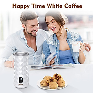 Milk Frother Electric Coffee Steamer Frother with 4 in 1 Quiet Operation,Effortless Foam,Unique Diamond Design,Temperature Control, and Auto Shut-Off Perfect for Coffee Lovers(white)