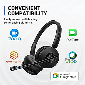 Anker PowerConf H500, Bluetooth Dual-Ear Headset with Microphone, Audio Recording and Meeting Transcription, AI-Enhanced Calls, Compatible with Video Conference Platforms, 24H Talk Time