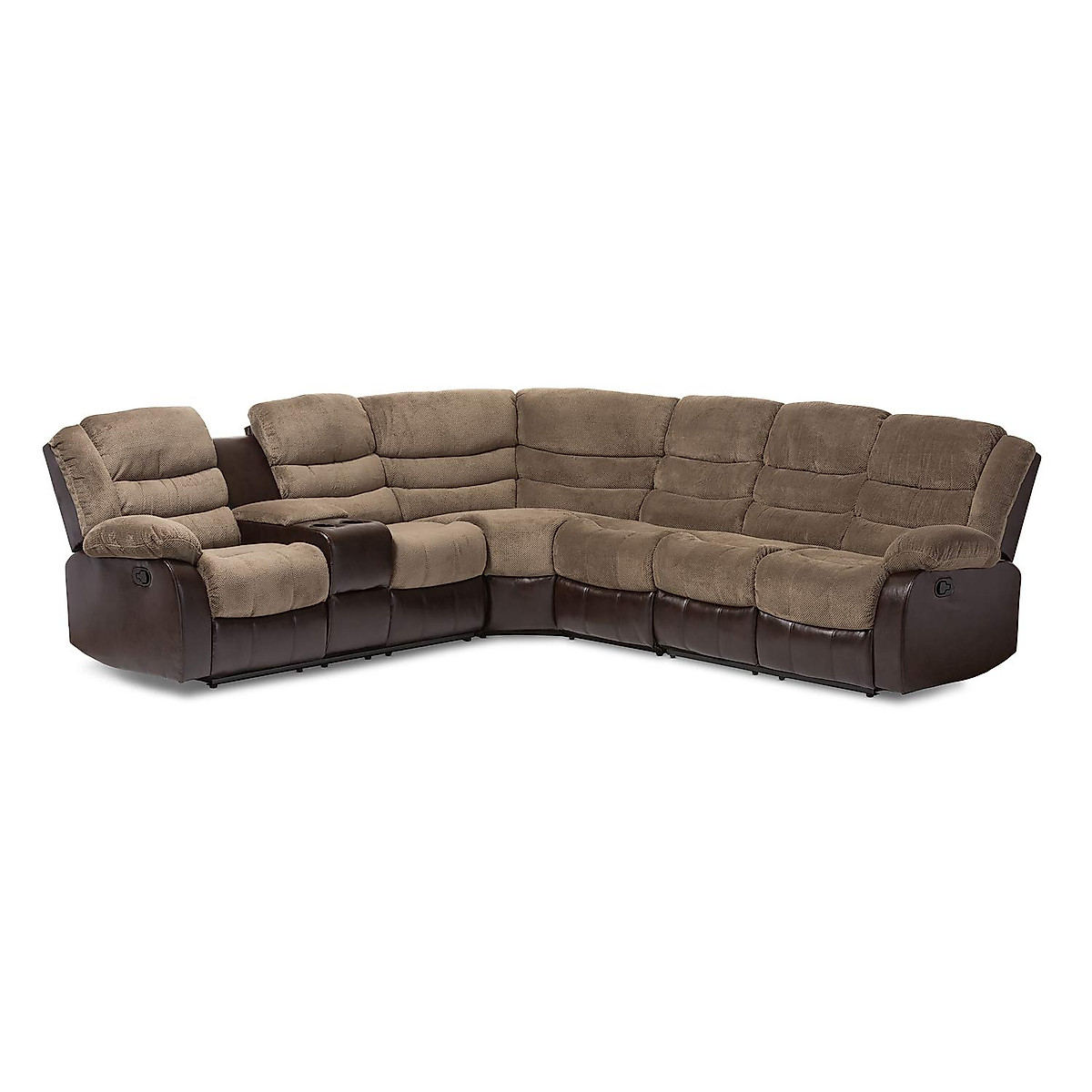 Baxton Studio Robinson Reclining Sectional in Taupe