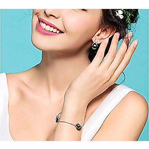 CHAULRI Infinity Earrings AAA Top Grade Genuine Tahitian Black Pearl 8-9mm 18K Gold Plated 925 Sterling Silver – Birthday Anniversary Jewelry Gifts for Women (18K White Gold)