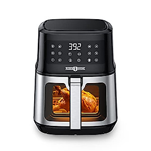 Air Fryer, PARIS RHÔNE 5.3 QT with Viewing Window & Ceramic Coated Non-Stick Basket, Large Air Fryer Oven with 8-in-1 Functions One Touch Control, NO Pre-heating, with Detachable Tray Easy to Clean