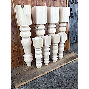 CAROLINA LEG CO. Curvy Dining and Bench Combo - Unfinished American Pine - Set of 4 Dining and Bench Legs - Made in NC