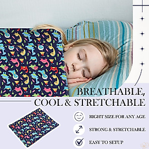 Mindsoft Sensory Sheet Bed Sheet for Kids Adults Toddler Dinosaur Blanket, Twin Size Breathable Stretchy Comfortable Sleeping Bedding Christmas Compression Sheets for Kids Twin