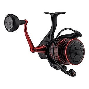 PENN Battle III Spinning Inshore Fishing Reel, HT-100 Front Drag, max of 15lb | 6.8kg, Made with Sturdy All-Aluminum Composition for Durability, 4000, Black and Red
