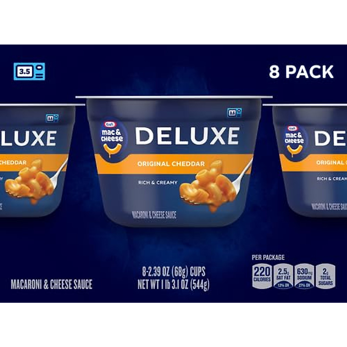 Kraft Deluxe Original Macaroni & Cheese Easy Microwavable Dinner (8 ct Box, 2.39 oz Cups)