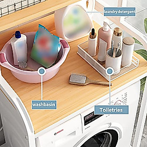 Washing Machine Rack Toilet/Washing Machine Storage Rack 3 Tier Laundry Room Shelf Above, 3 Tier Laundry Room Rack, Washer Storage Utility Rack, Adjustable Bathroom Organization Space Saving