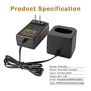 Shentec 6V Ni-MH/Ni-Cd Charger 900200 Compatible with Paslode 404717 B20544E BCPAS-404717 404400 900400 900420 900600 901000 902000 Pod Style Battery (Not for Li-ion Battery)