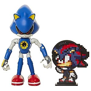 Sonic The Hedgehog Collectible Metal Sonic 4" Bendable Flexible Action Figure with Bendable Limbs & Spinable Friend Disk Accessory Perfect for Kids & Collectors Alike for Ages 3+