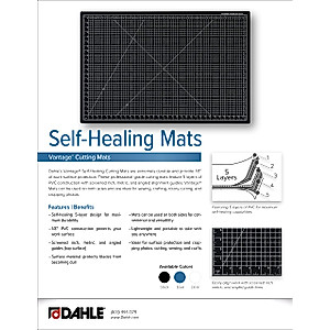 Dahle Vantage 10670 Self-Healing Cutting Mat, 9"x12", 1/2" Grid, 5 Layers for Max Healing, Perfect for Crafts & Sewing, Black